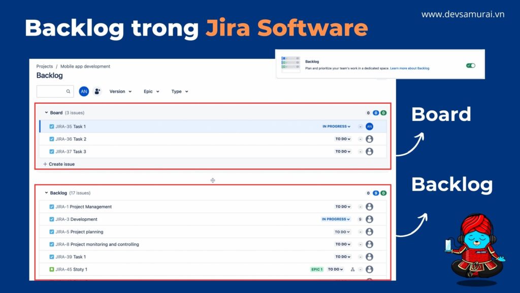 Điểm khác biệt giữa Backlog và Sprint Planning trong Jira Software